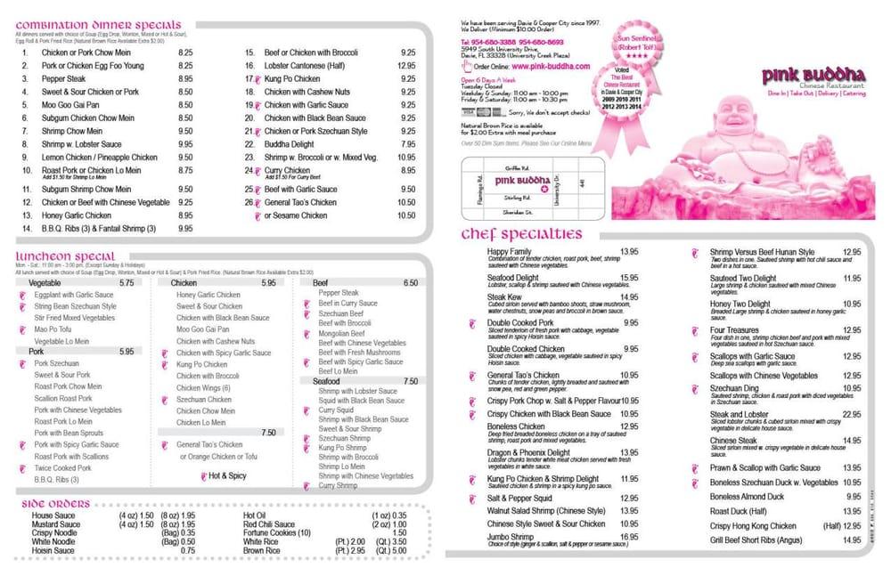 Menu at Pink Buddha Restaurant, Davie