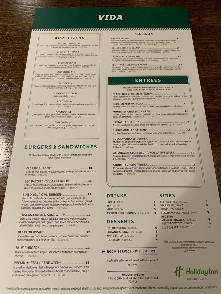 Menu at Vida pub & bar, Omaha