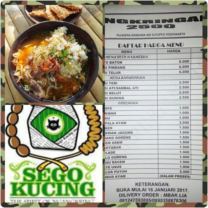 Menu at Angkringan 2500 cafe, Maguwoharjo