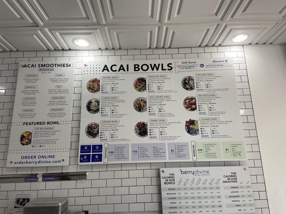 Menu at Berry Divine Acai Bowls pub & bar, Tucson, E Speedway Blvd ...