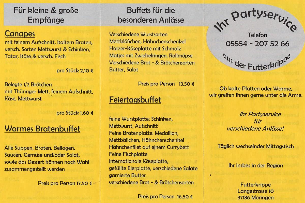 Speisekarte von Futterkrippe pub & Bar, Moringen