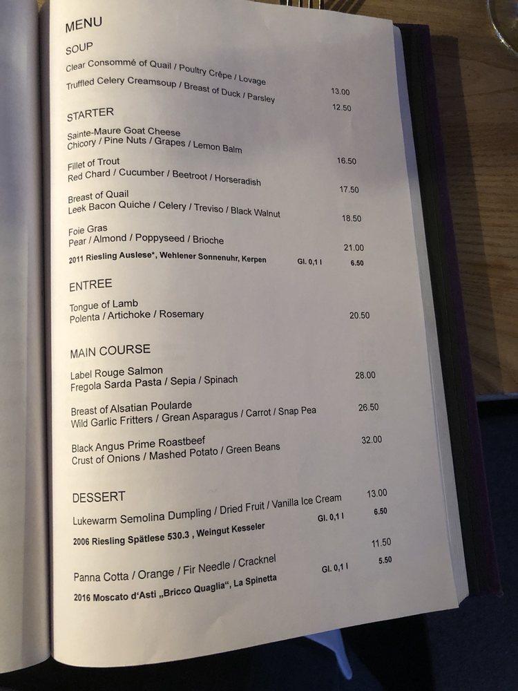 Menu at Heimat pub & bar, Frankfurt