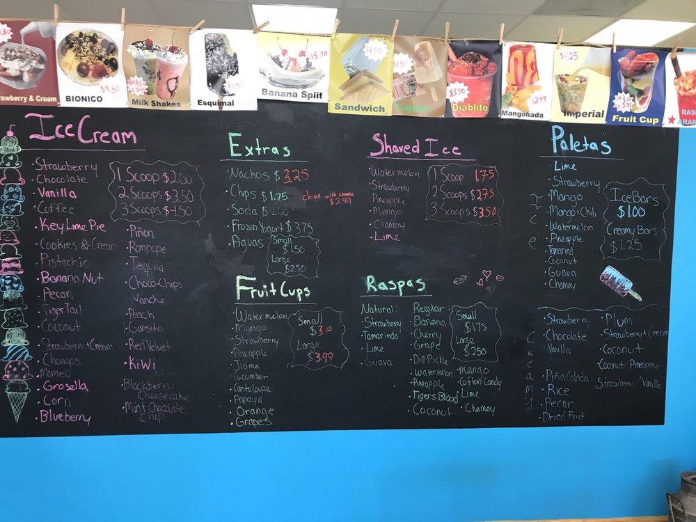 Carta del restaurante Helados Aranda, San Antonio, Nacogdoches Rd