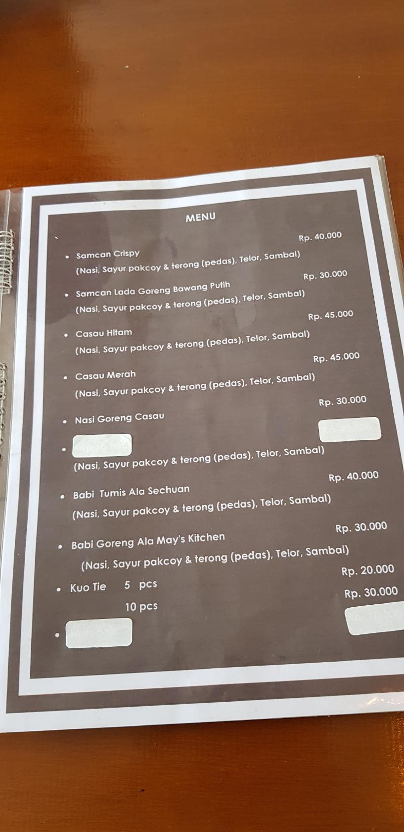 Menu at May 's Kitchen restaurant, Bandung