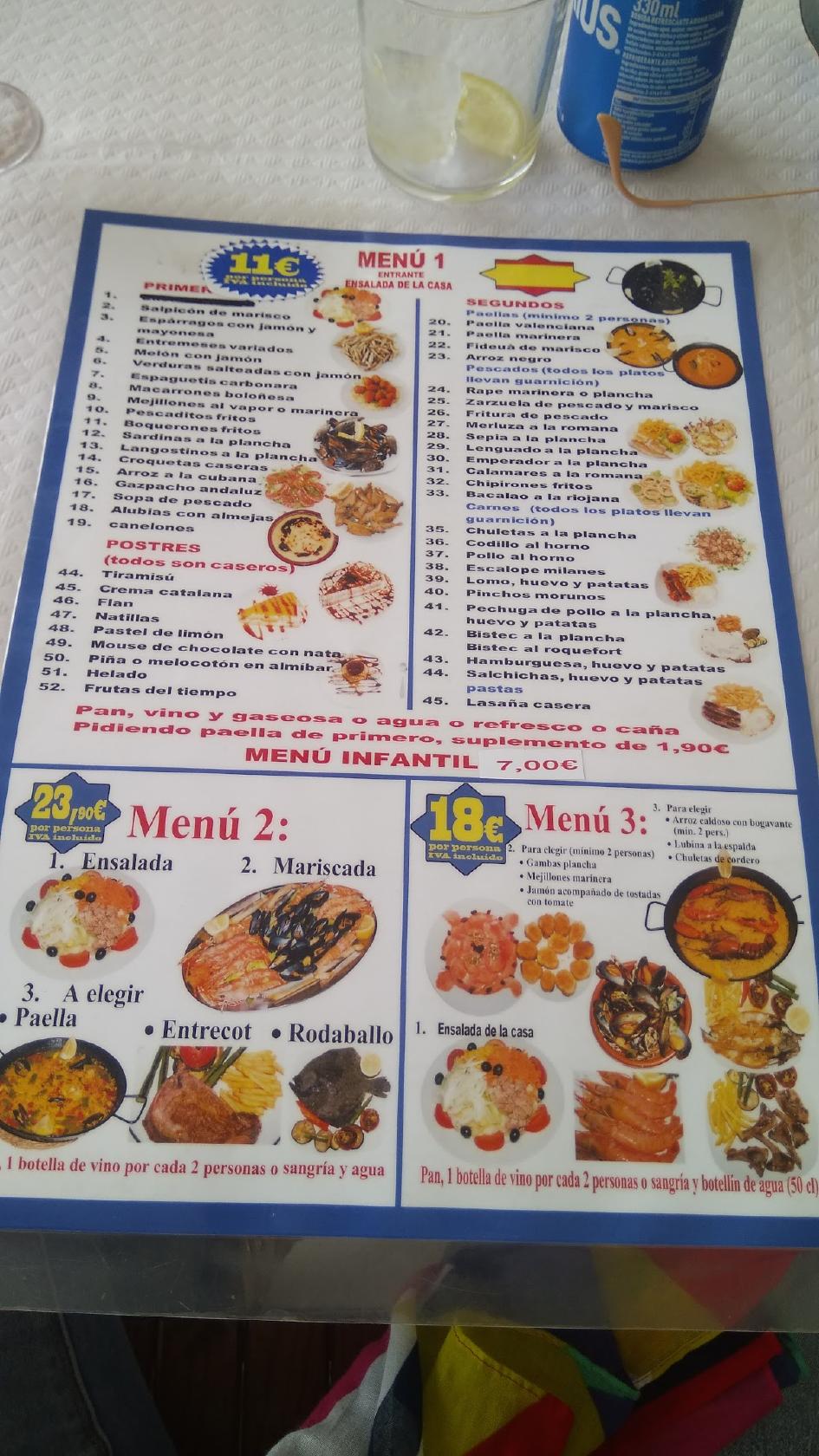 Carta del restaurante Meson De Lugo, Peníscola, de