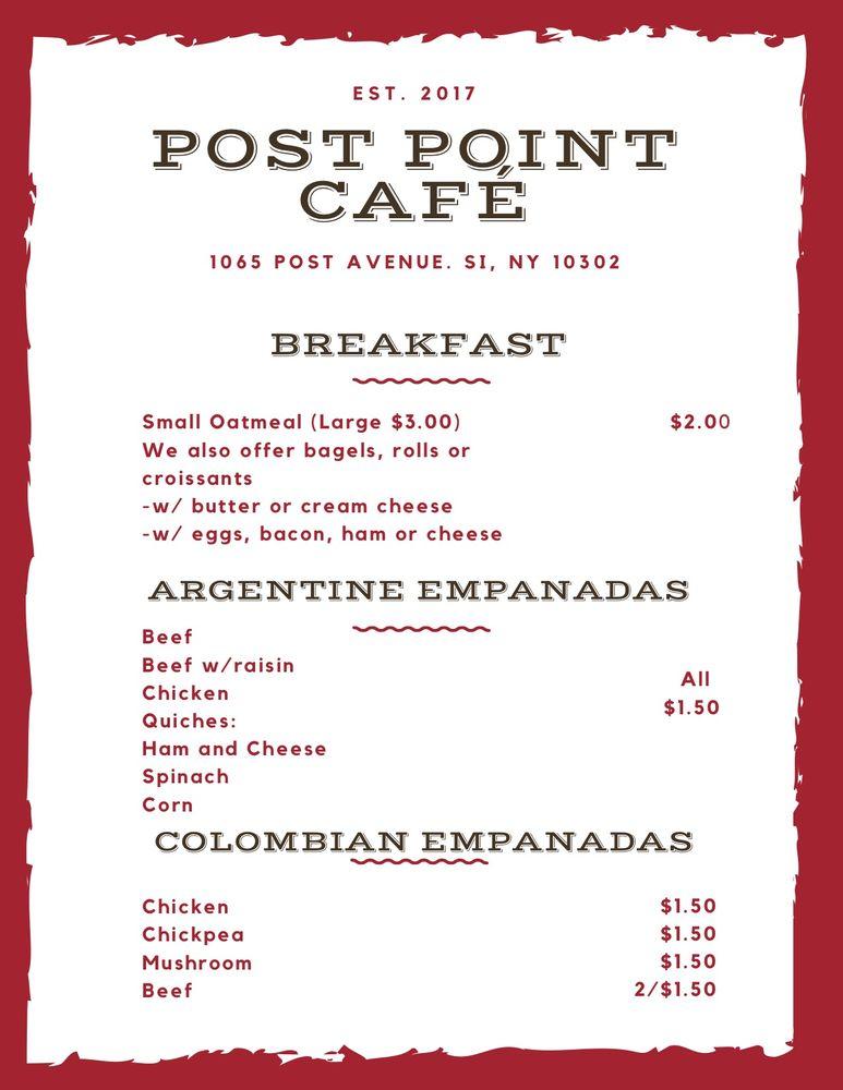 Menu at Post Point Café cafe, Bayonne