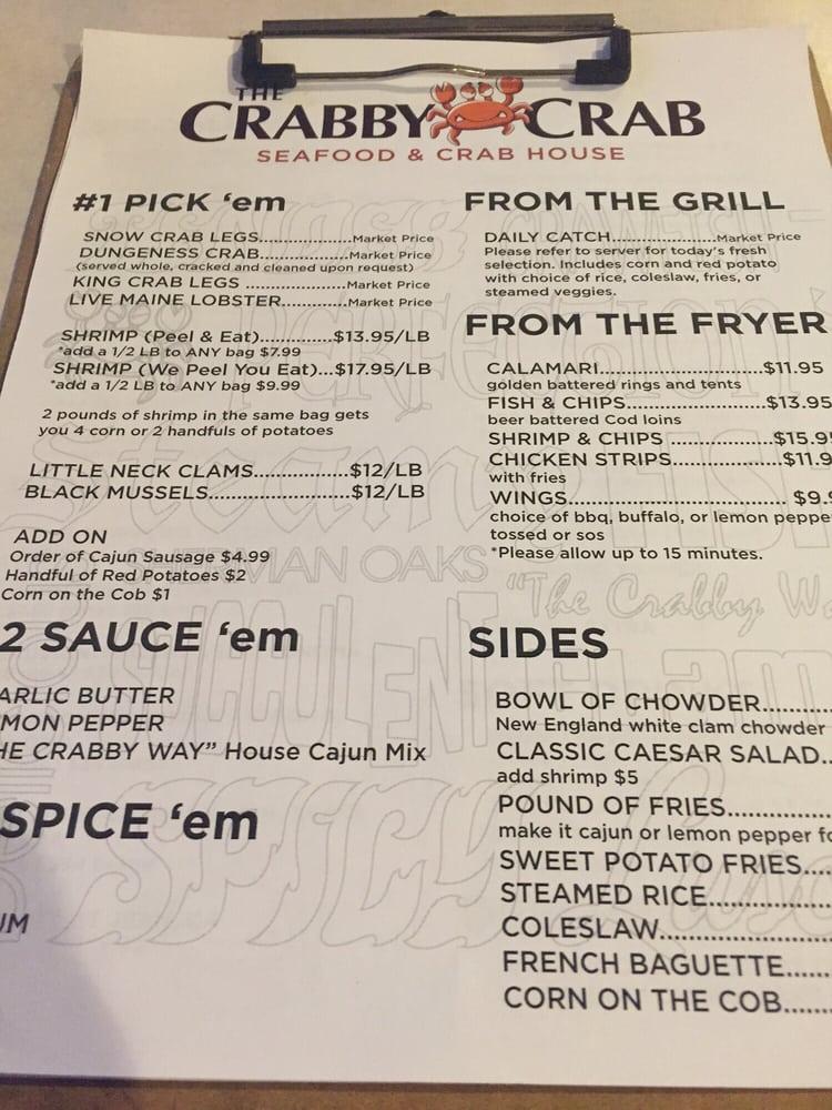 Menu at The Crabby Crab pub & bar, Los Angeles