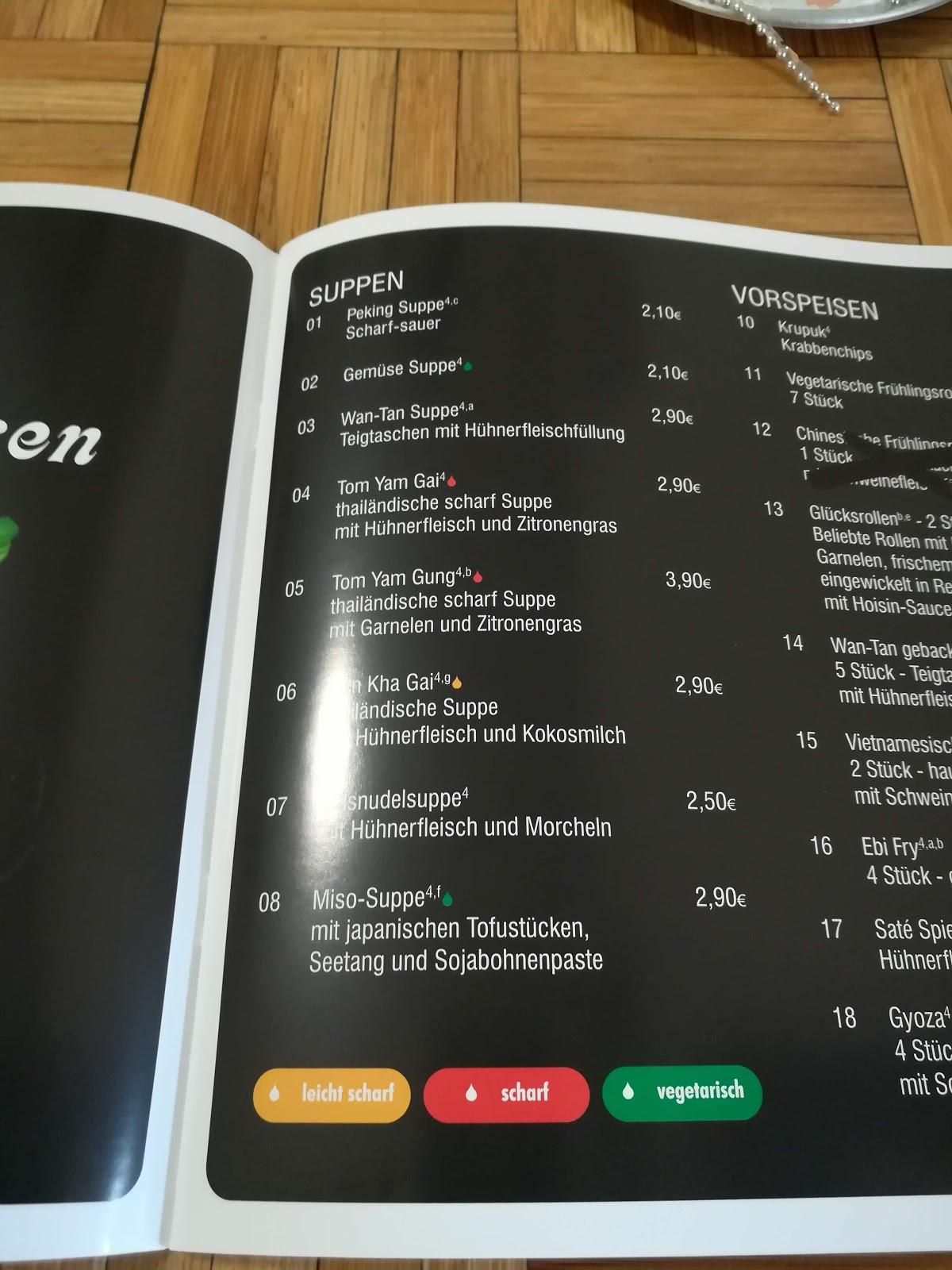 Menu at Thien An Asia restaurant, Schwäbisch Gmünd