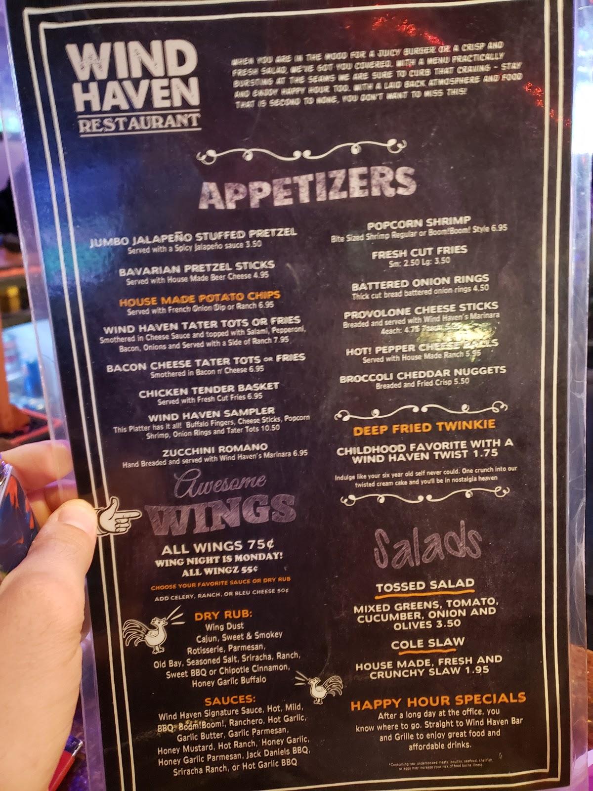 Menu at Wind Haven Bar & Grille, Cranberry Township