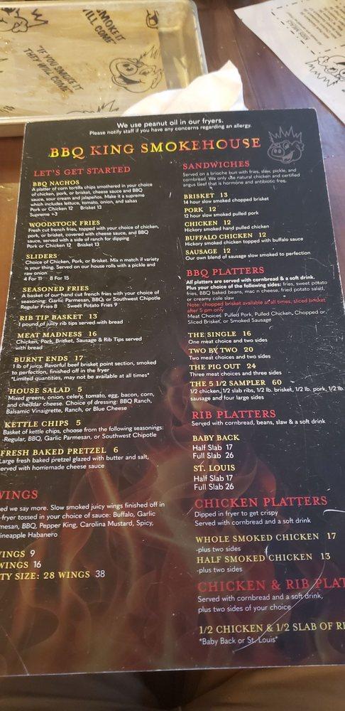 Menu at BBQ King Smokehouse, Huntley