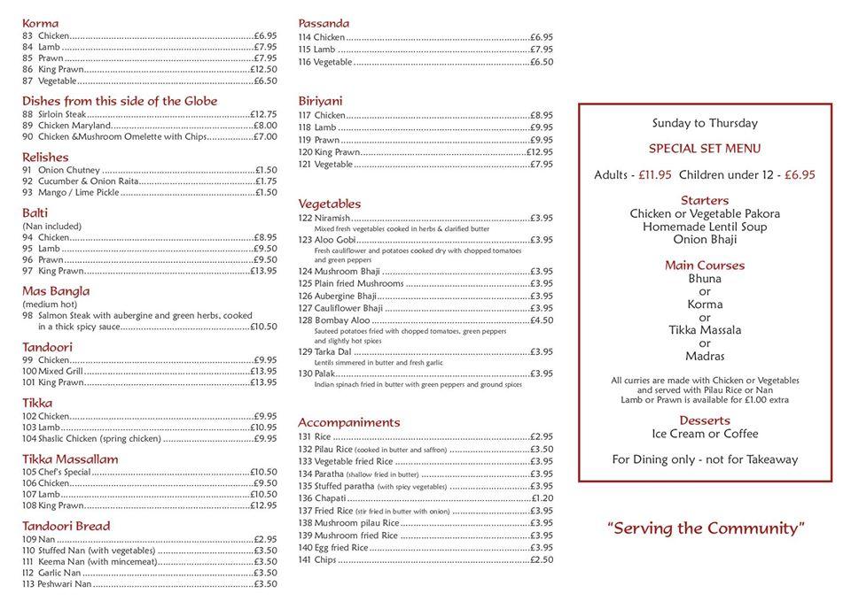 Menu at Eastern Touch at Anstruther restaurant, Anstruther