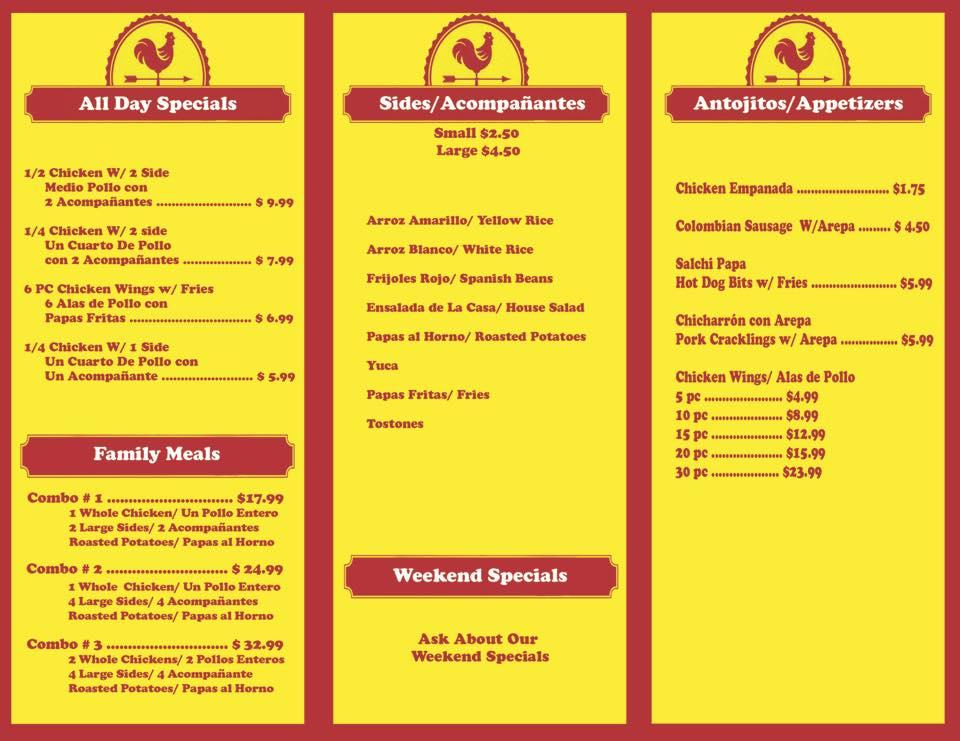 Menu at La Brasa Roja restaurant, Middletown