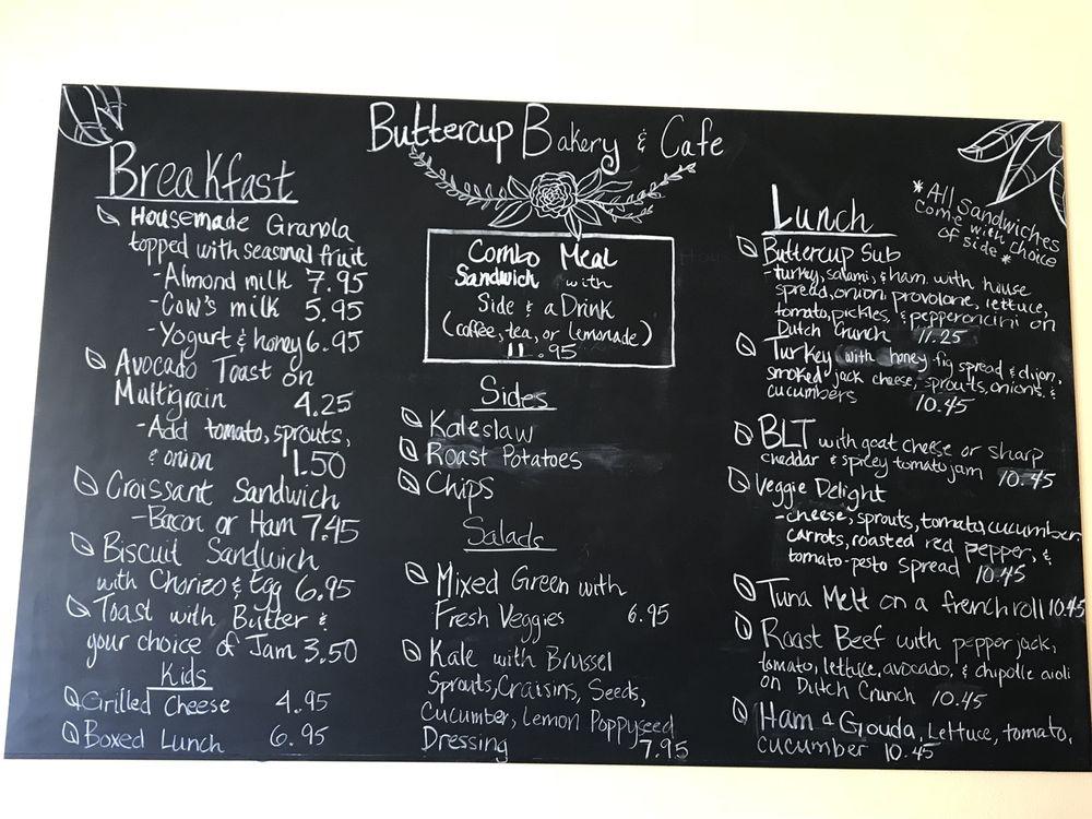 Menu at Buttercup Bakery and Cafe, Morro Bay