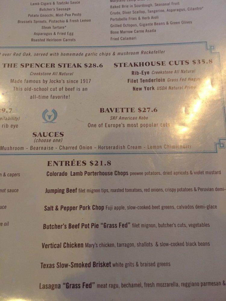Menu at Echo & Rig Butcher and Steakhouse, Las Vegas