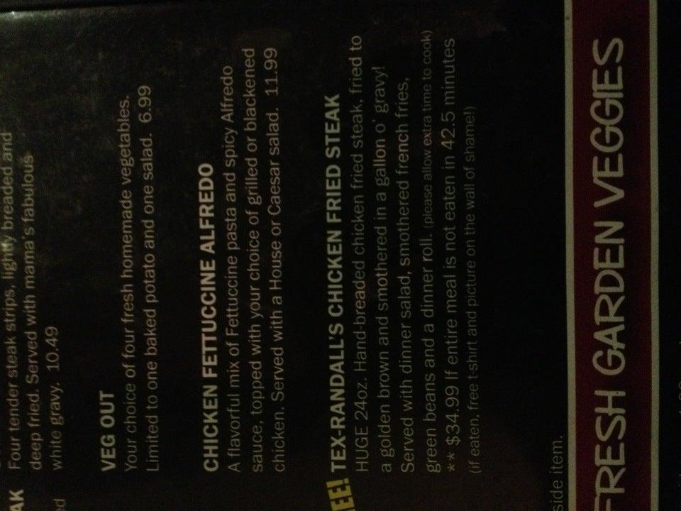 Menu at Feldman's Wrong Way Diner restaurant, Canyon