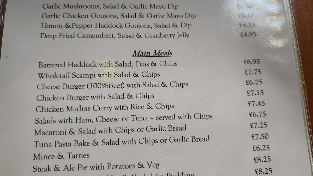 Menu at Frasers Bar, Millport