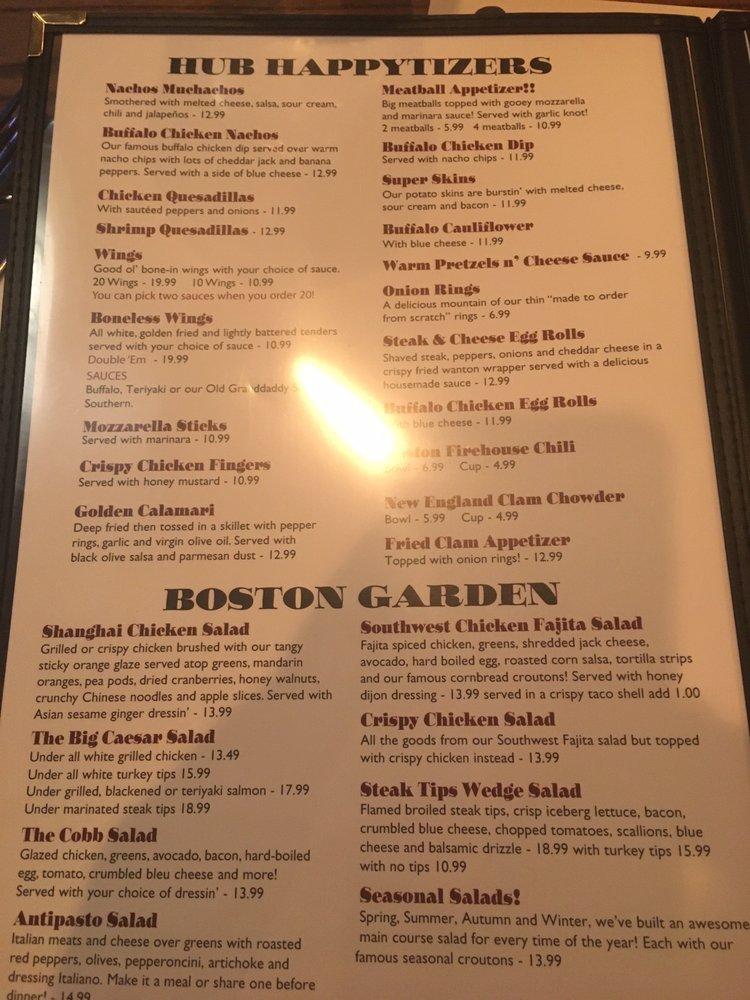 Menu at Boston Tavern pizzeria, Norwood
