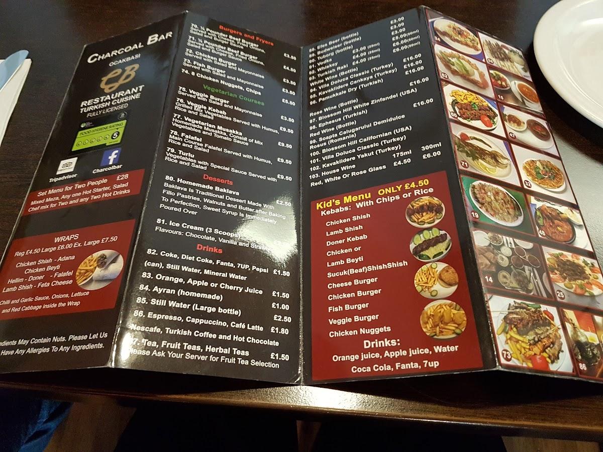 Menu at Charcoal Edgware restaurant, Edgware