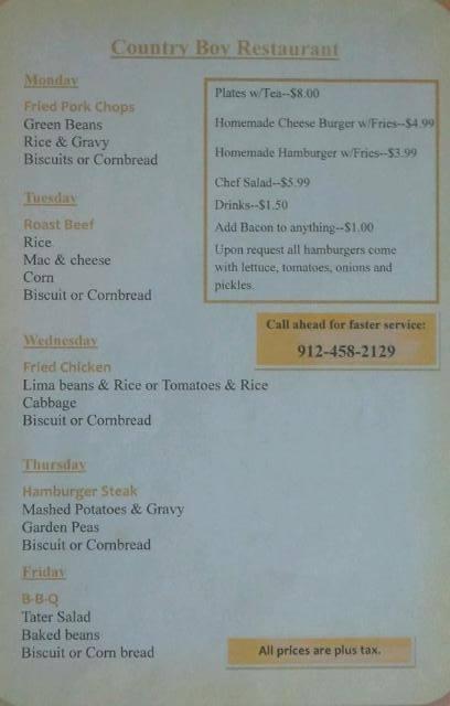 Menu at Country Boy Restaurant, Hoboken, 221 Chicago Ave