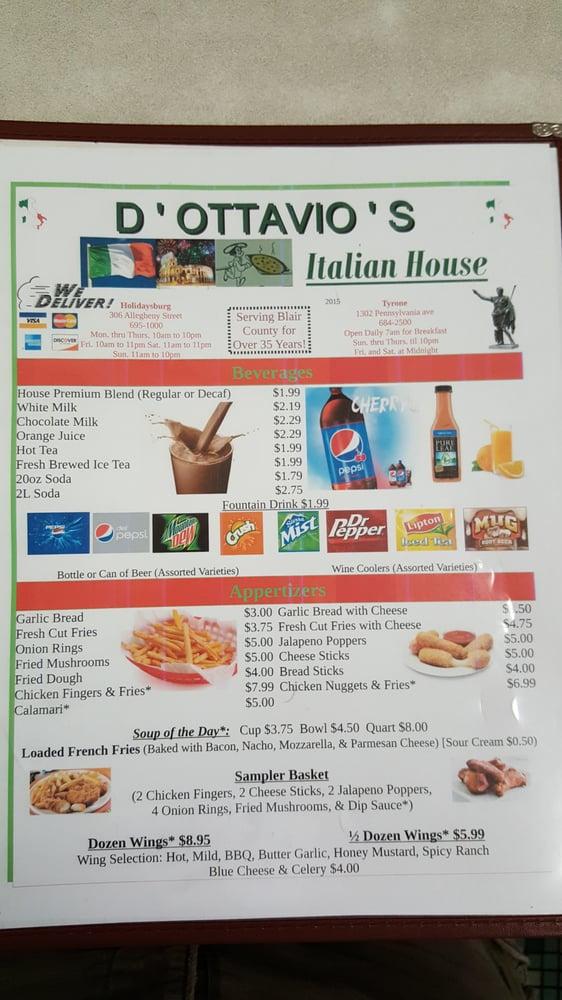 Menu at D'Ottavio's Italian House pub & bar, Hollidaysburg