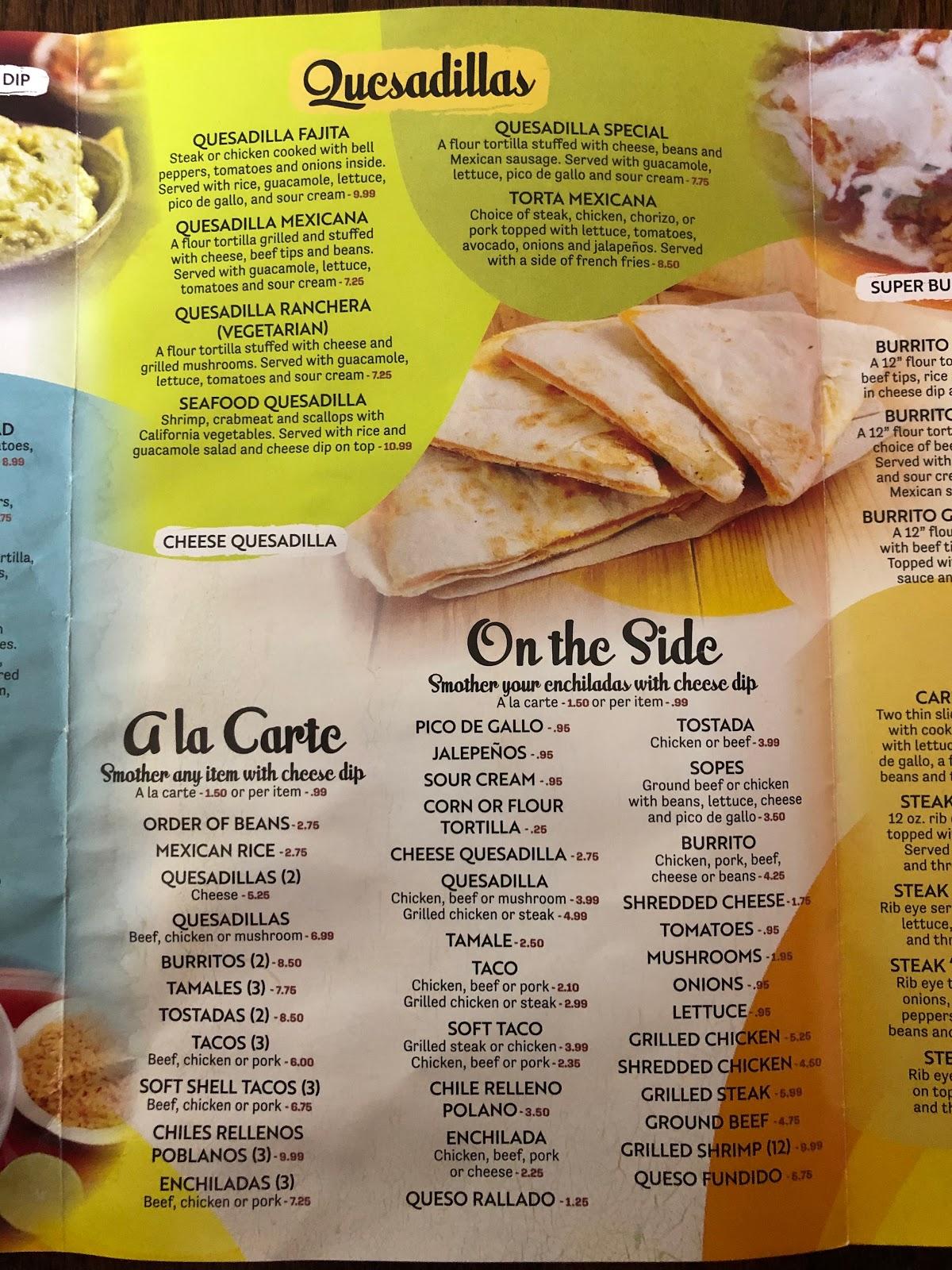 Menu at El Ranchito restaurant, Holton