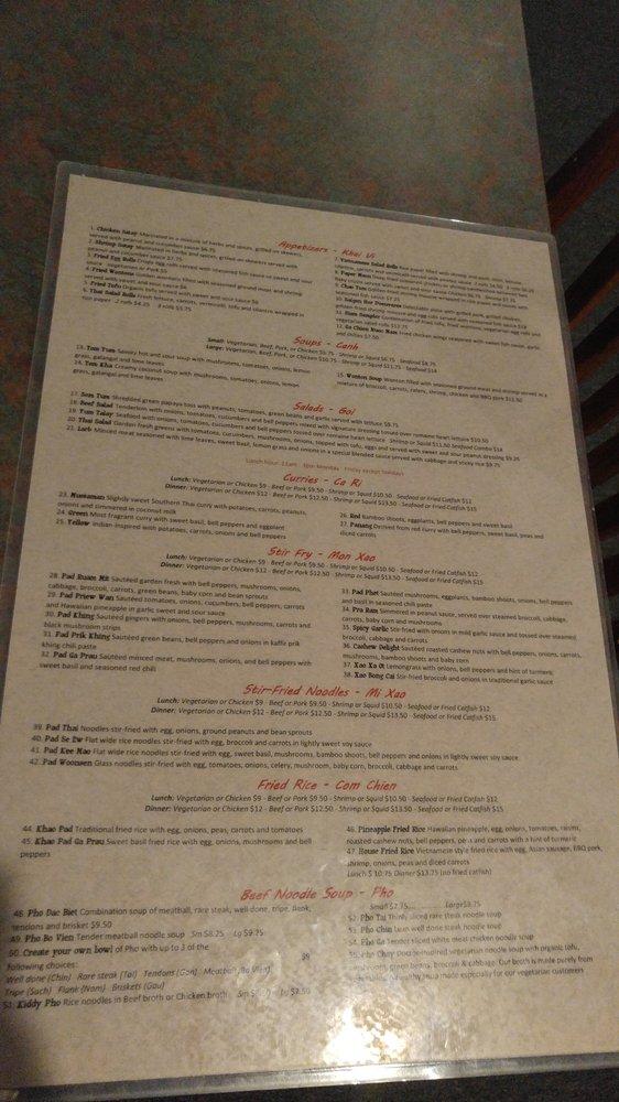 Menu at Pacific Breeze restaurant, Tigard