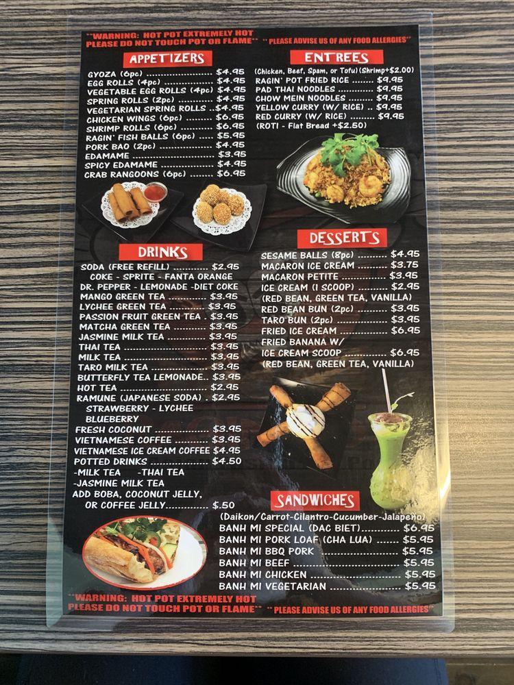 Menu at Ragin Pot restaurant, Port Hueneme