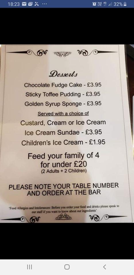 Menu at Rising Sun pub & bar, Castleford