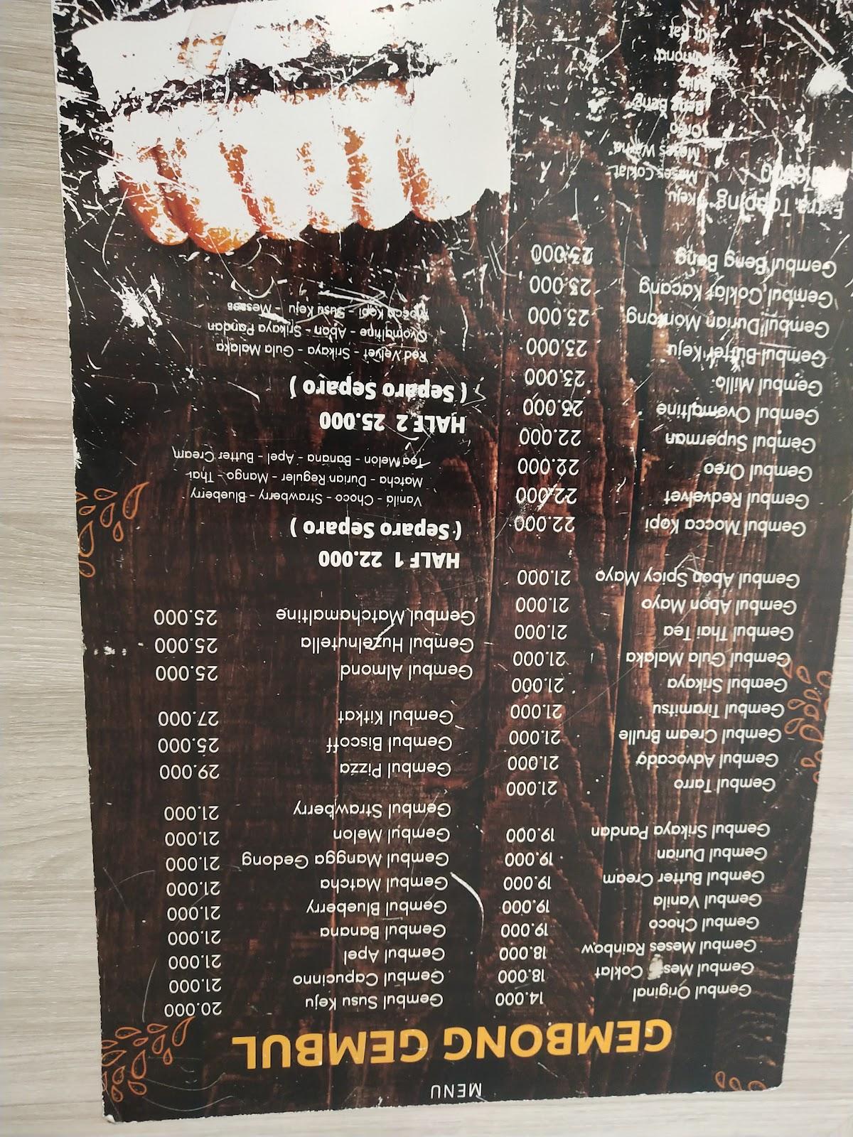 Menu at Roti Gembong Gembul, Nagrak