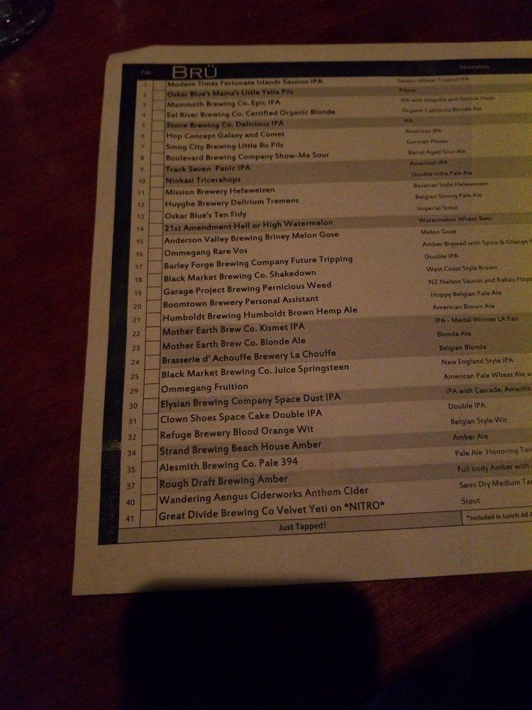 Menu at Brü Grill & Market pub & bar, Lake Forest