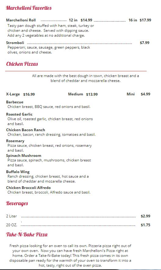 Menu at Pizzas By Marchelloni - W Middlesex pizzeria, West Middlesex, 9 ...