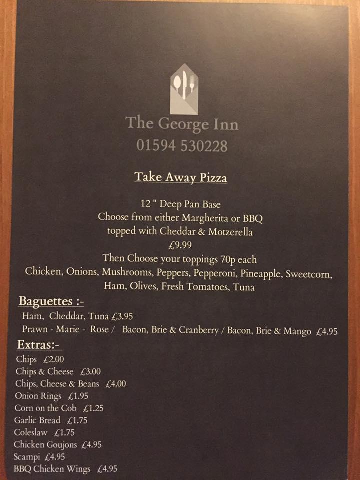 Menu at The George restaurant, Saint Briavels
