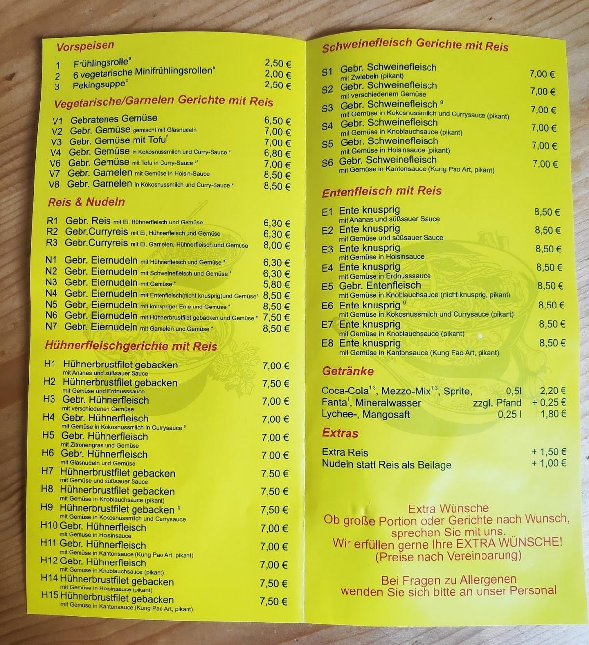 Menu at Thuy's Imbiss pub & bar, Amberg