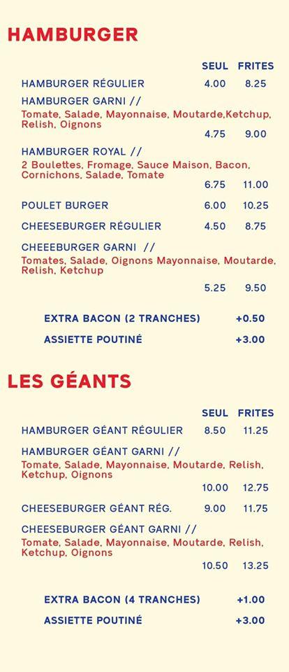 Menu au Casse-Croûte Royal Gourmet pub et bar, Scott