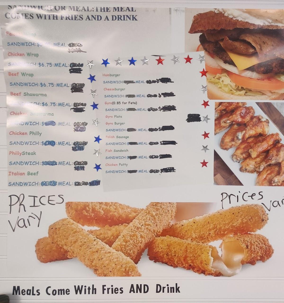 Menu at Tony’s Diner restaurant, Michigan City