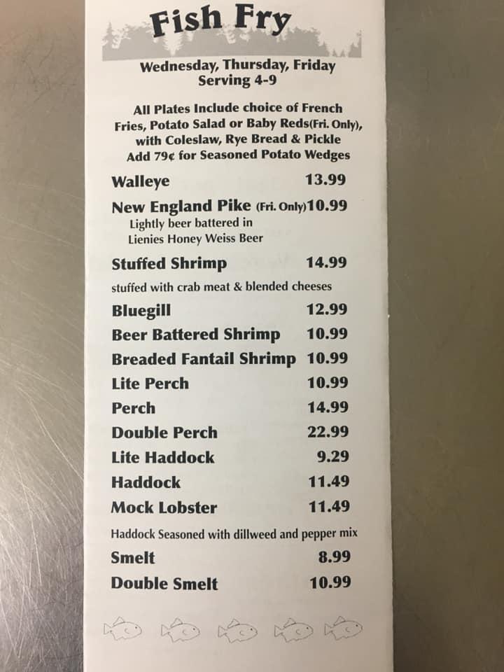 Menu at Port Sandy Bay pizzeria, Two Rivers, County Rd O #2