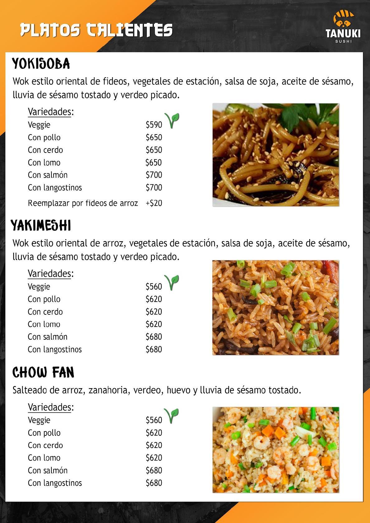 Carta de TANUKI SUSHI, Tortuguitas