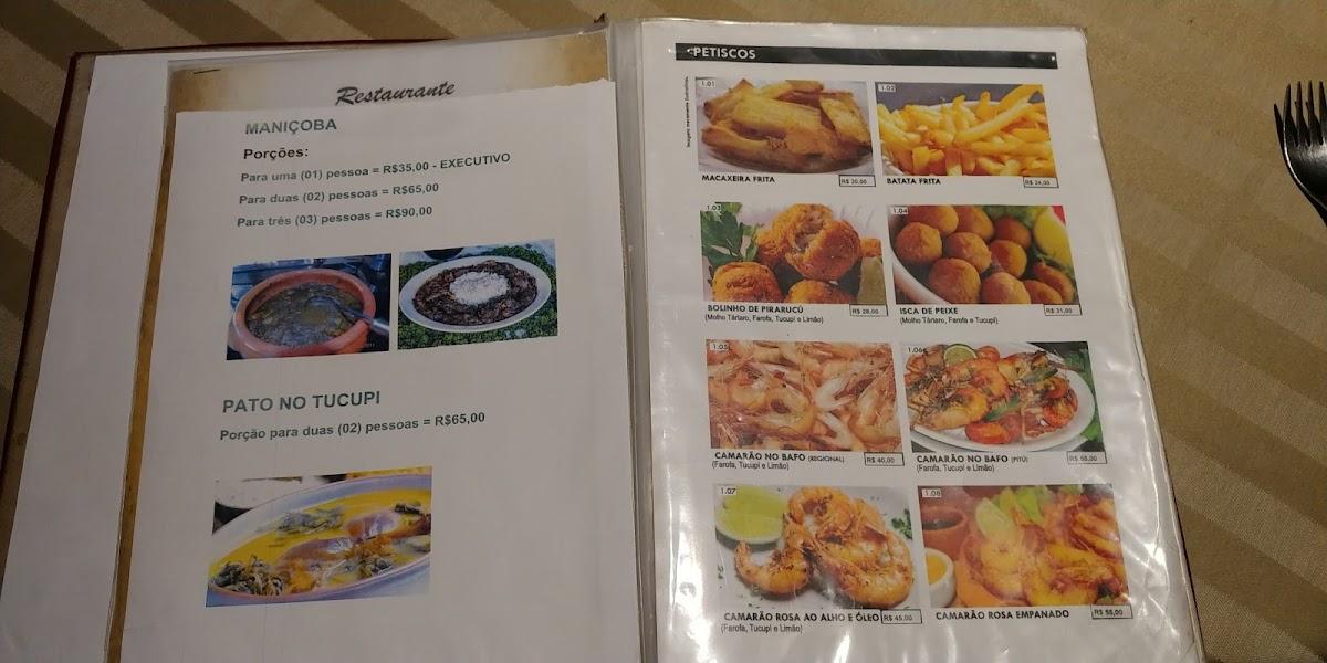 Menu at Amazonas Peixaria restaurant, Macapá