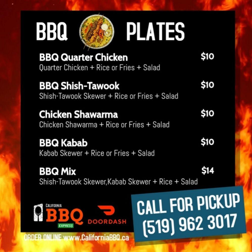 Menu at California BBQ Chicken & Kabab, Windsor