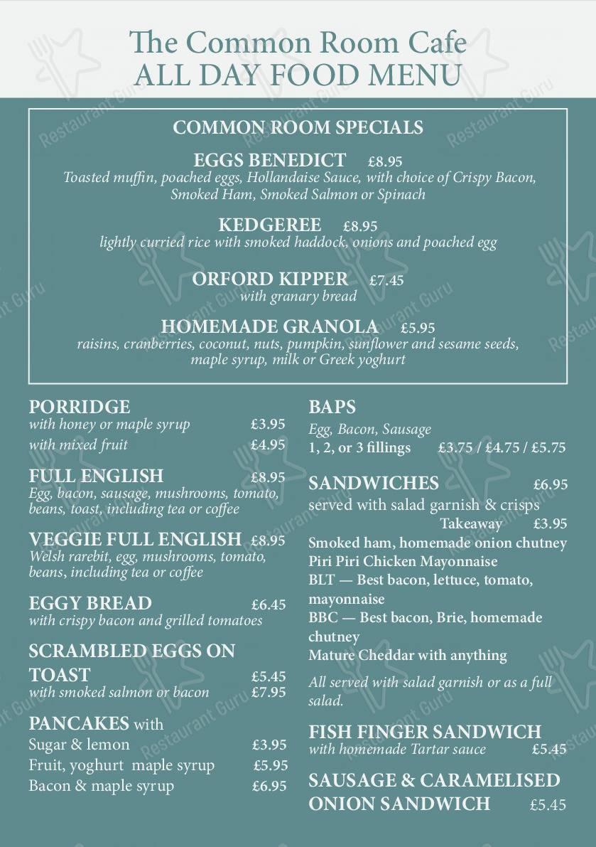 Menu at Common Room Café pub & bar, Framlingham