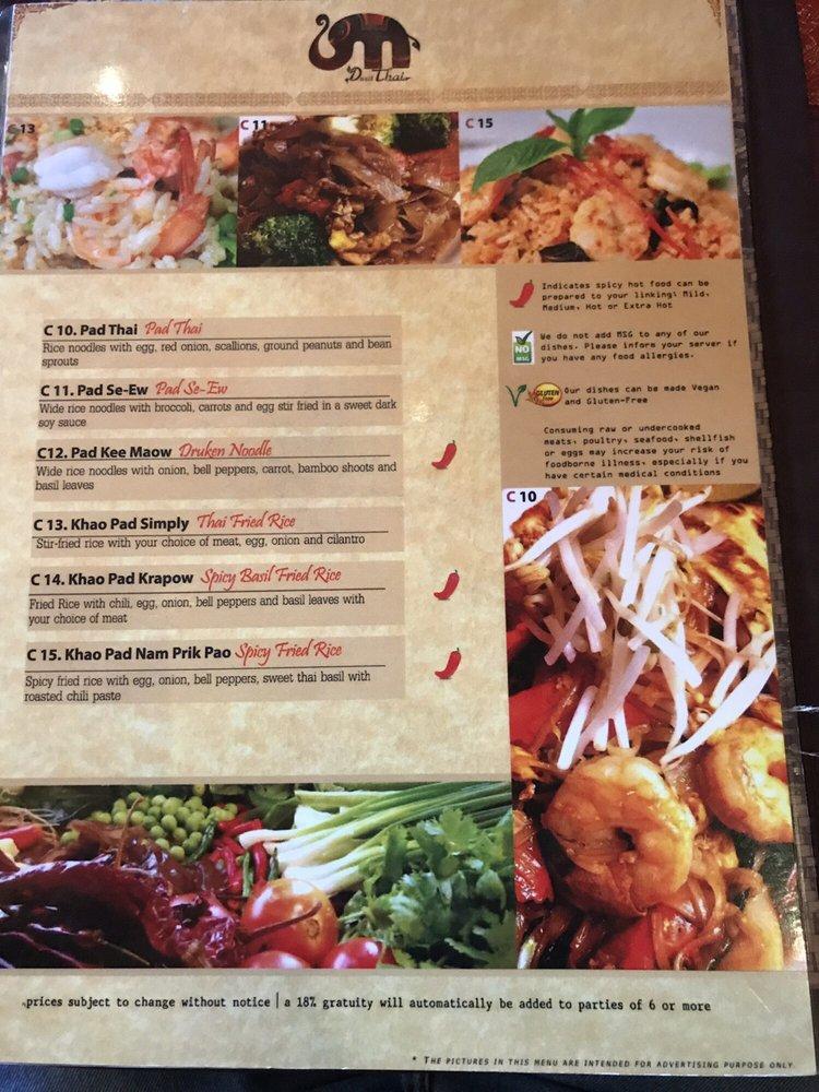 Menu at Dusit Thai Cuisine restaurant, Newport