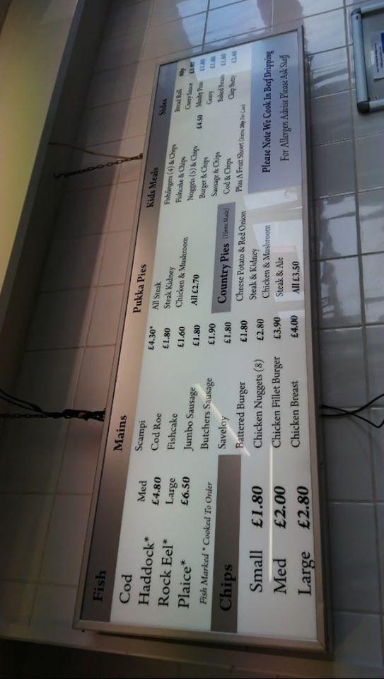 Menu at Regal restaurant, Felixstowe, Sea Rd