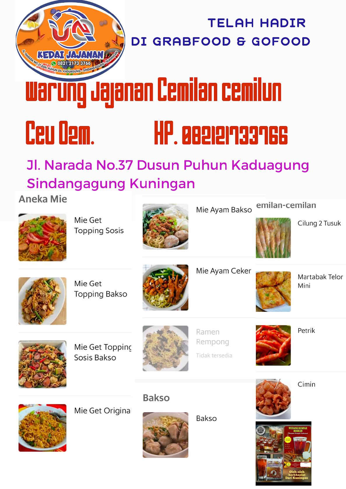 Menu at Warung Cemilan Cemilun Ceu O2M pub & bar, Kuningan
