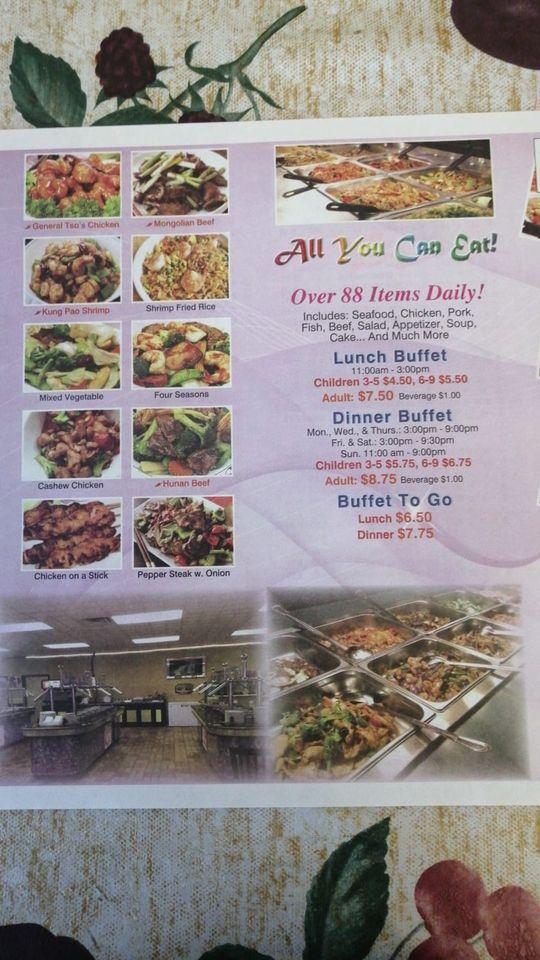 Menu at Asian 1 Buffet restaurant, Elwood