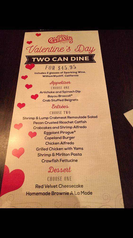 Menu at Copeland's of New Orleans restaurant, Kenner, W Esplanade Ave