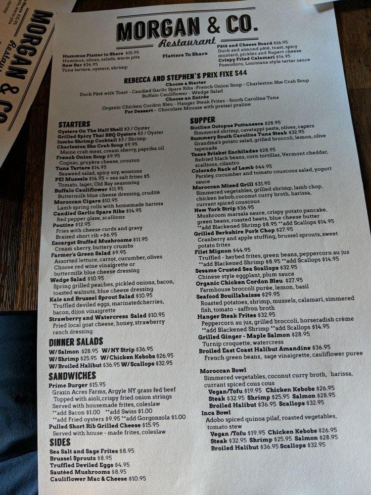 Menu at Morgan & Co steakhouse, Glens Falls