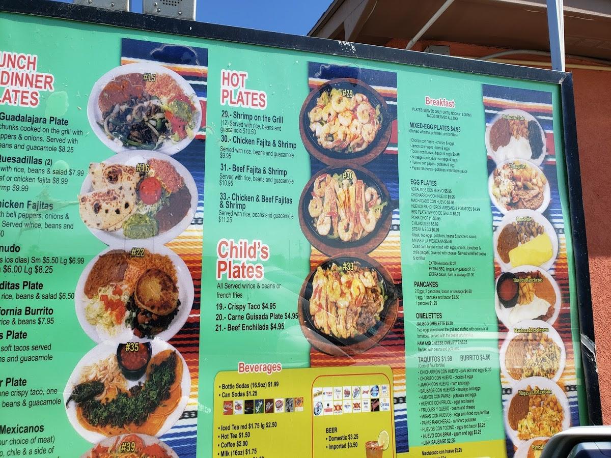Menu at Taqueria Guadalajara restaurant, Ingleside, S Main St