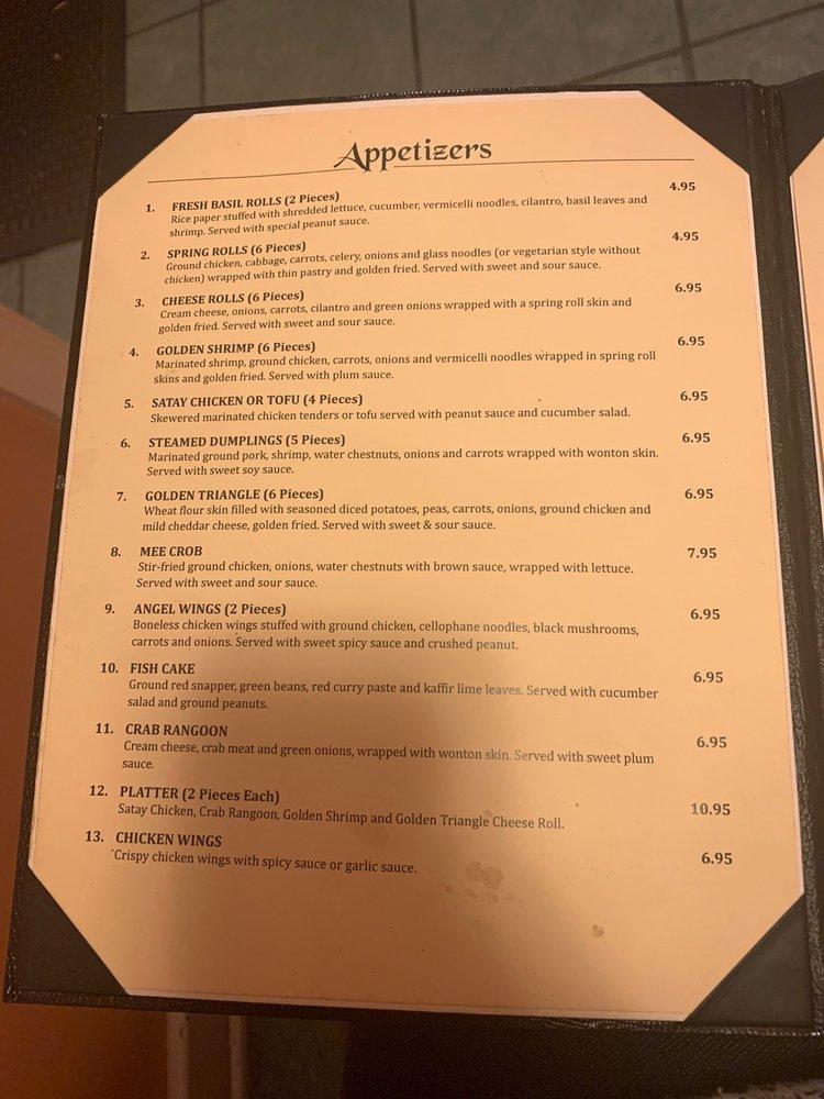 Menu at Thai Sawatdee restaurant, Winston-Salem, Reynolda Rd