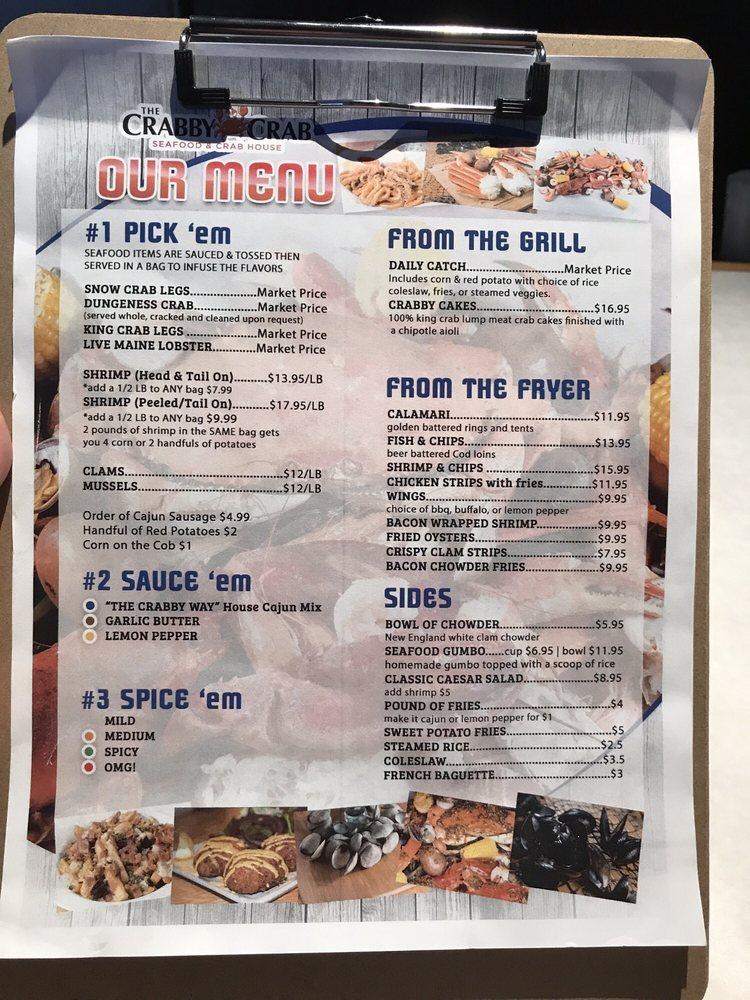 Menu at The Crabby Crab pub & bar, Los Angeles