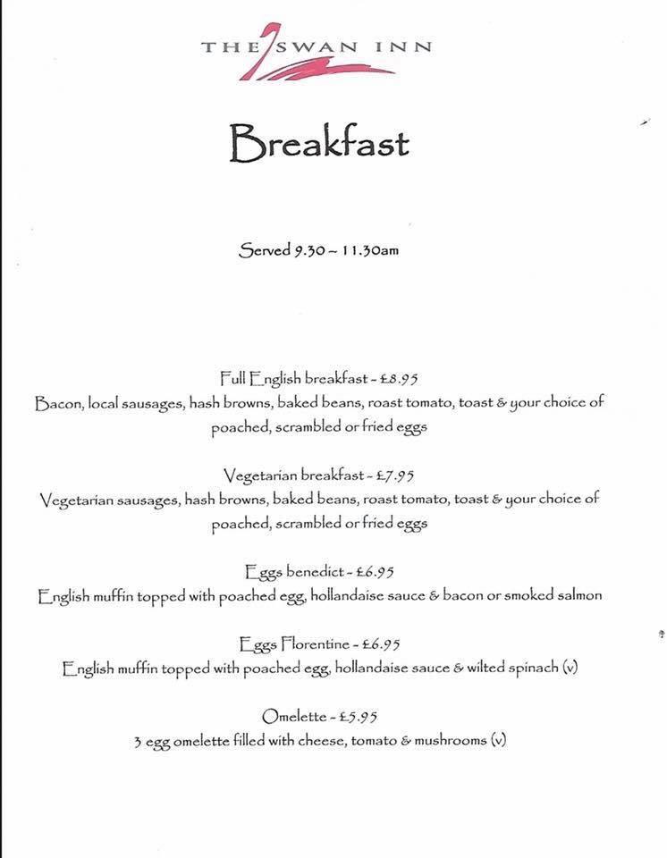 Menu at The Swan Inn pub & bar, Mountsorrel, 10 Loughborough Rd